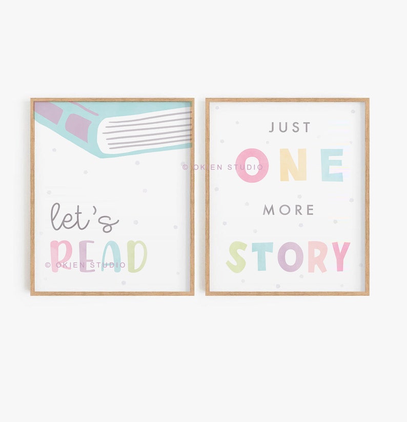 Pastel Reading Corner Sign Playroom Printable Let's Read | Etsy