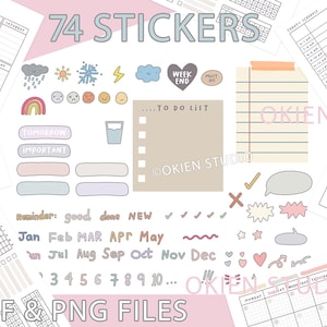 Cute Stickers Planner, Planner Bundle, Digital Planner, Daily Schedule ...