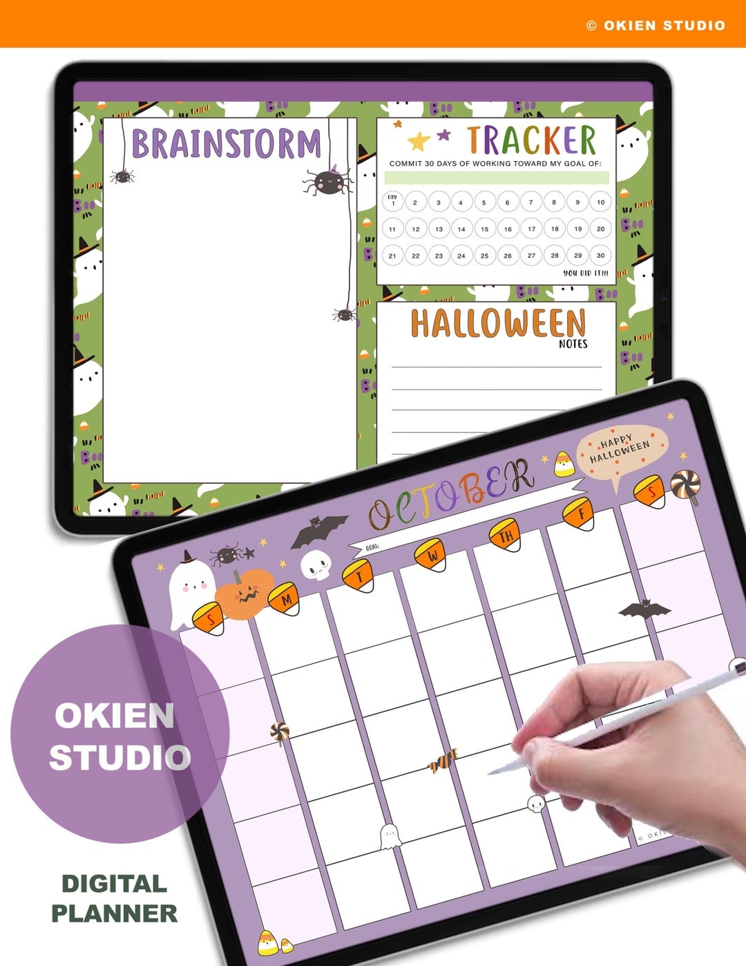 October Calendar, Halloween Themed Monthly Planner, Undated October ...