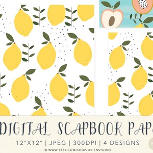 Digital, Scrapbook Paper, Pattern Paper Printable, Fruity Scrapbook ...