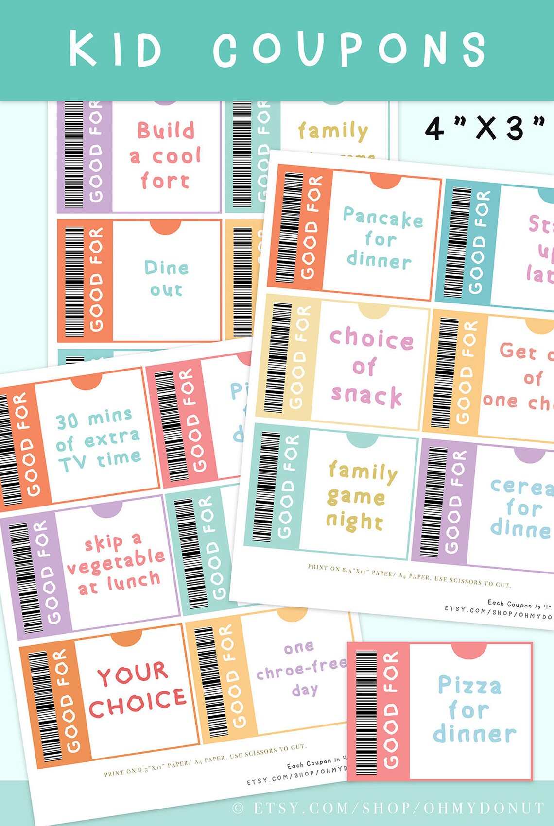 Cupón de recompensa para niños 3X4 cupones para - Etsy España
