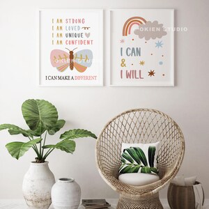 Positive Quotes Wall Art, I Am Enough, Positive Affirmations for Kids ...
