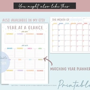 Pastel Monthly Planner Printable: Undated Calendar (digital Download ...