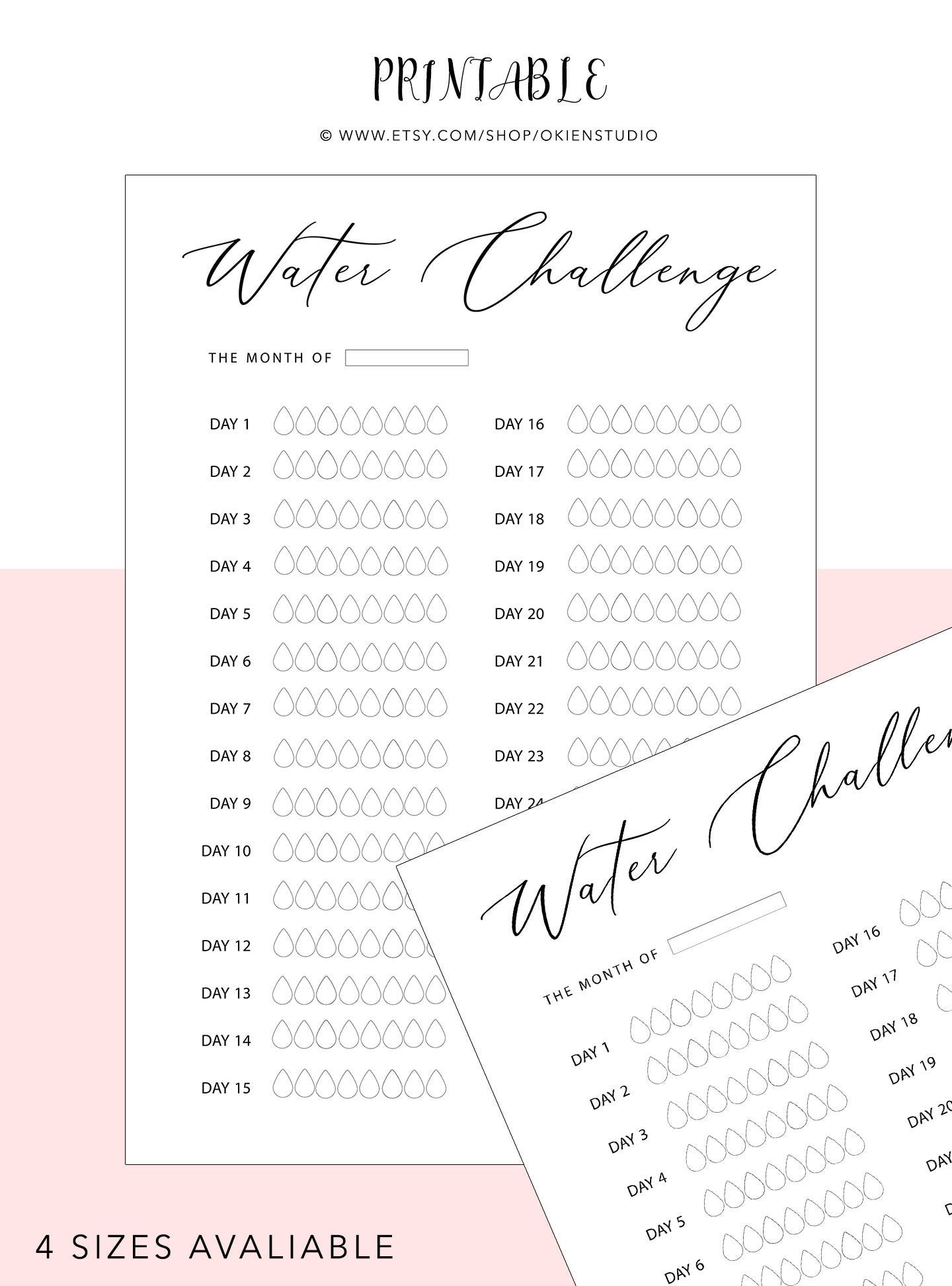 Printable Simple Water Tracker Water Insert Printable - Etsy