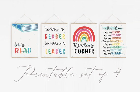 Rainbow Reading Corner Sign Positive Affirmations Homeschool - Etsy