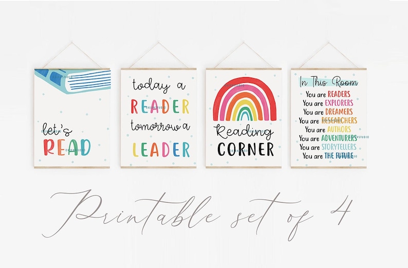 Rainbow Reading Corner Sign Positive Affirmations Homeschool - Etsy