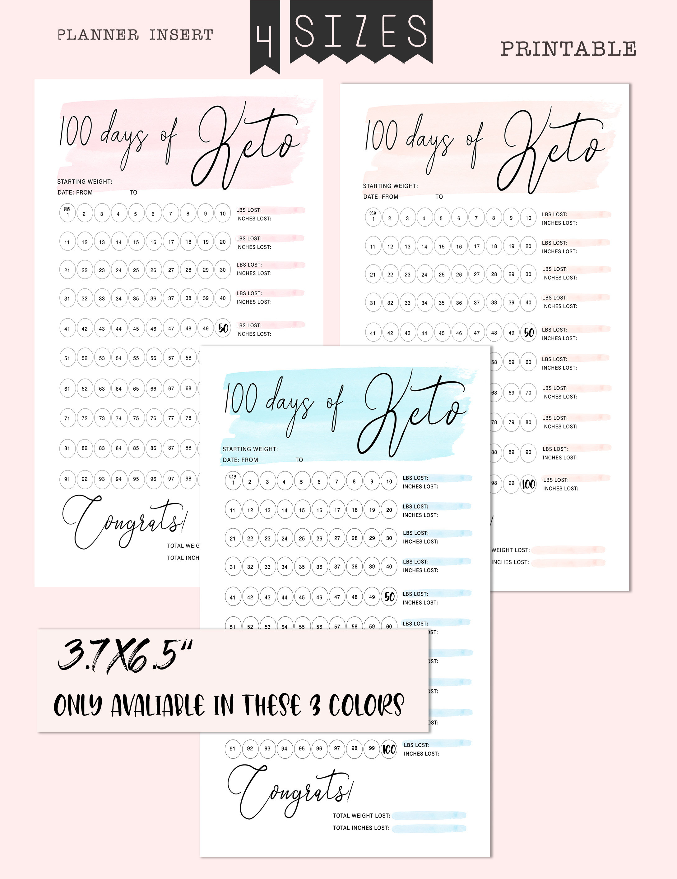 100 days of Keto Keto Diet tracker Keto insert printable | Etsy