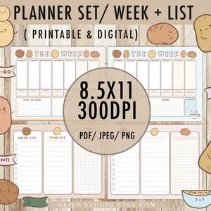Potato Weekly Planner, Printable Weekly Planner, Budget Planner, Cute ...