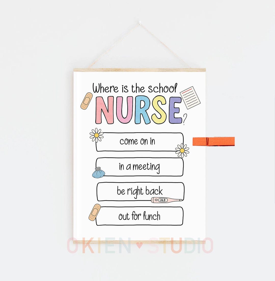 Where is School Nurse Sign, School Nurse Office Door Printable ...