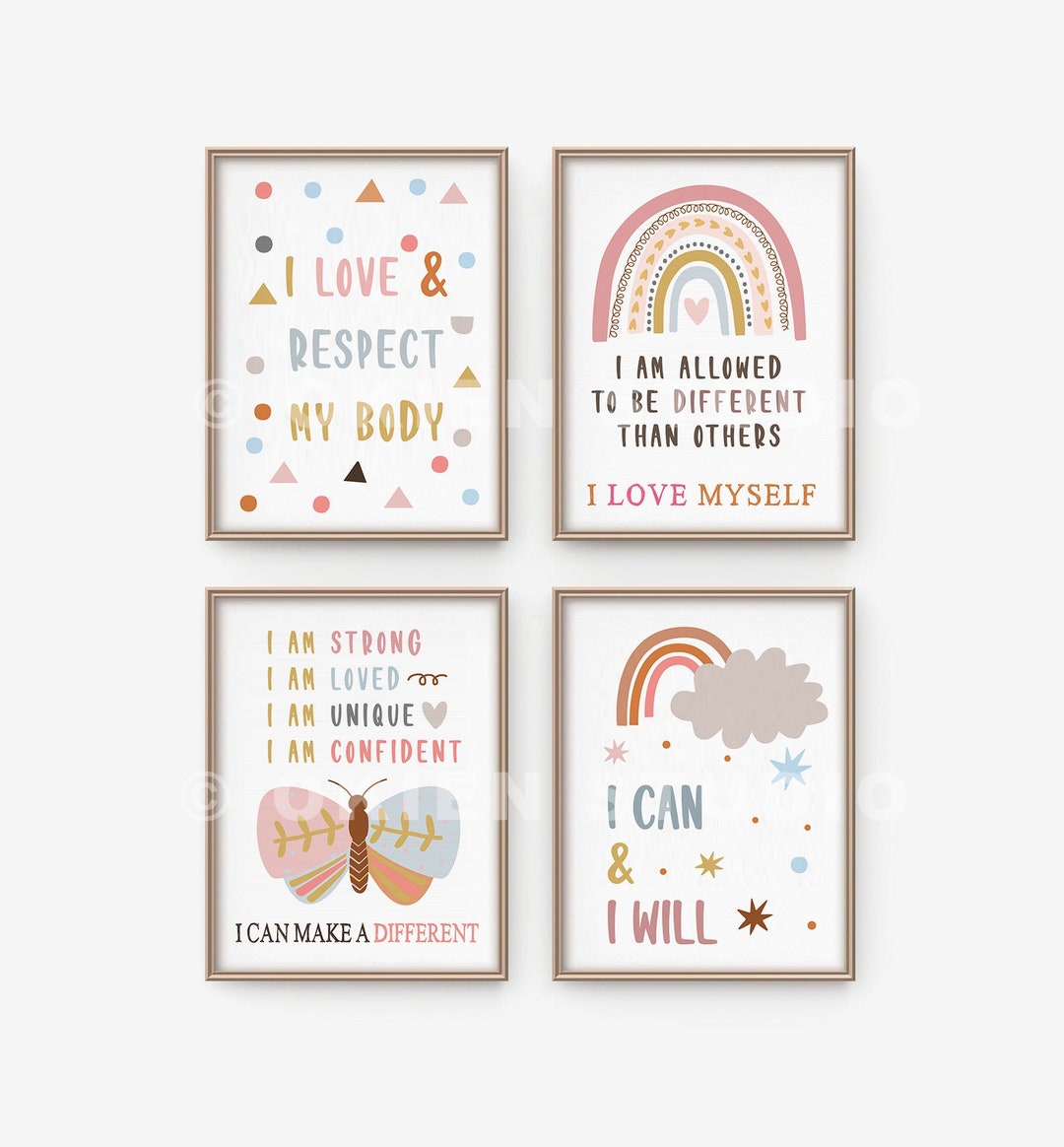 Positive Quotes Wall Art, I Am Enough, Positive Affirmations for Kids ...