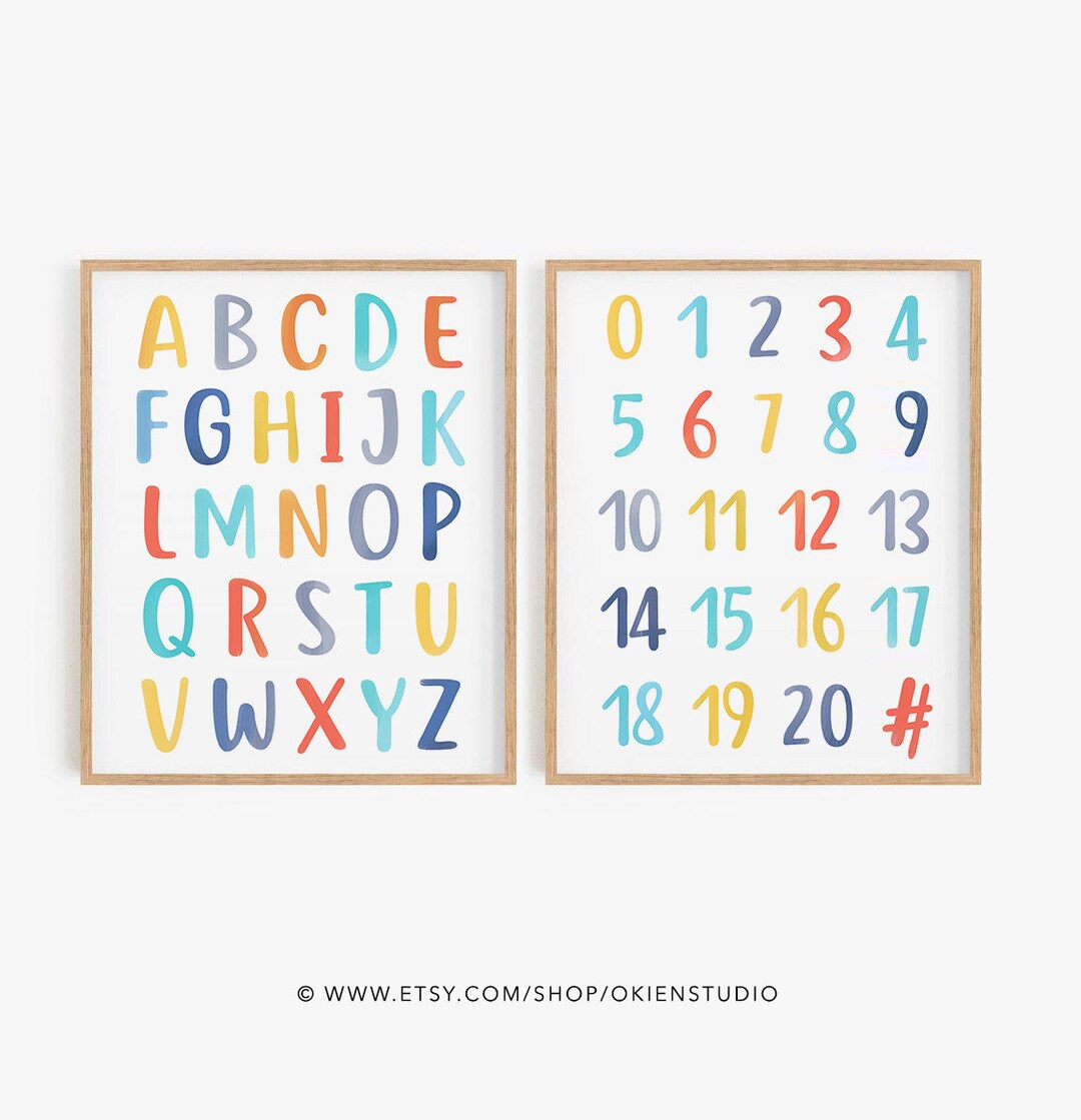 Alphabet Poster, Number Chart 1-20, Montessori Printable, Number Wall ...