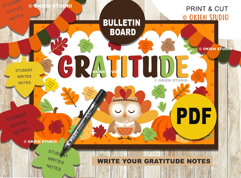 Thanksgiving Bulletin Board Kit: Gratitude Tree, Turkey Classroom Decor ...