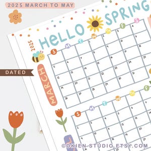 Spring 2025 Planner, March, April, May Calendar Printable, Spring ...