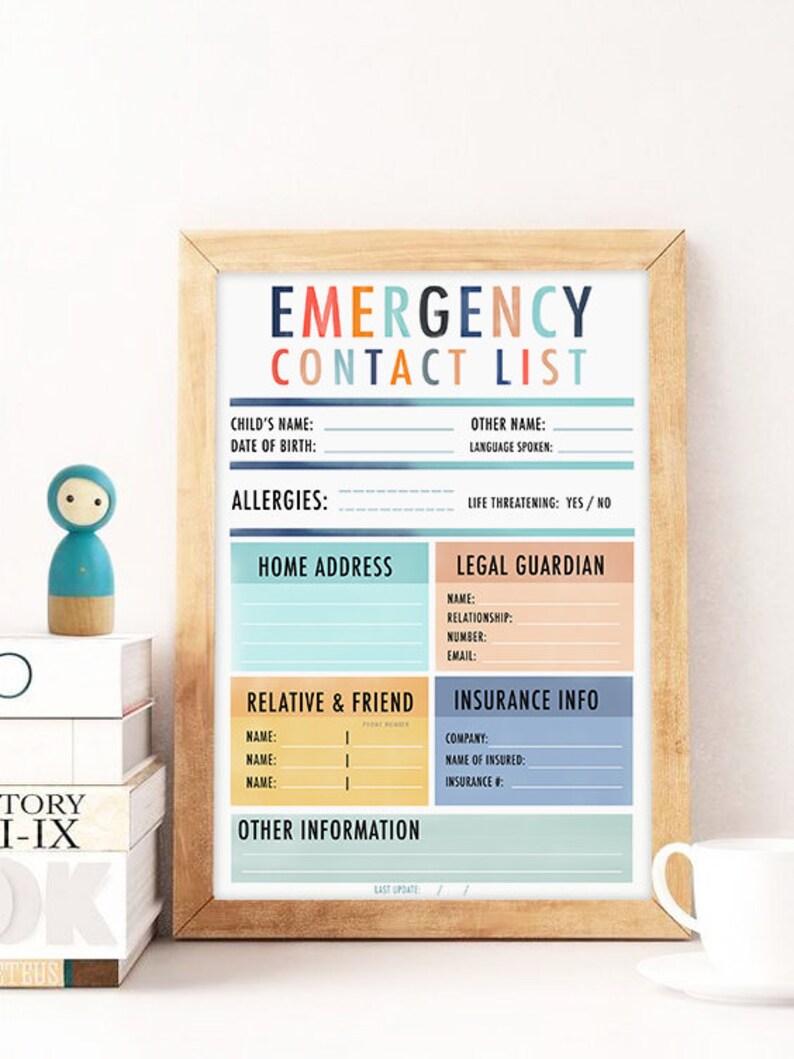 Editable Emergency Contact Sheet PDF Emergency Contact List - Etsy