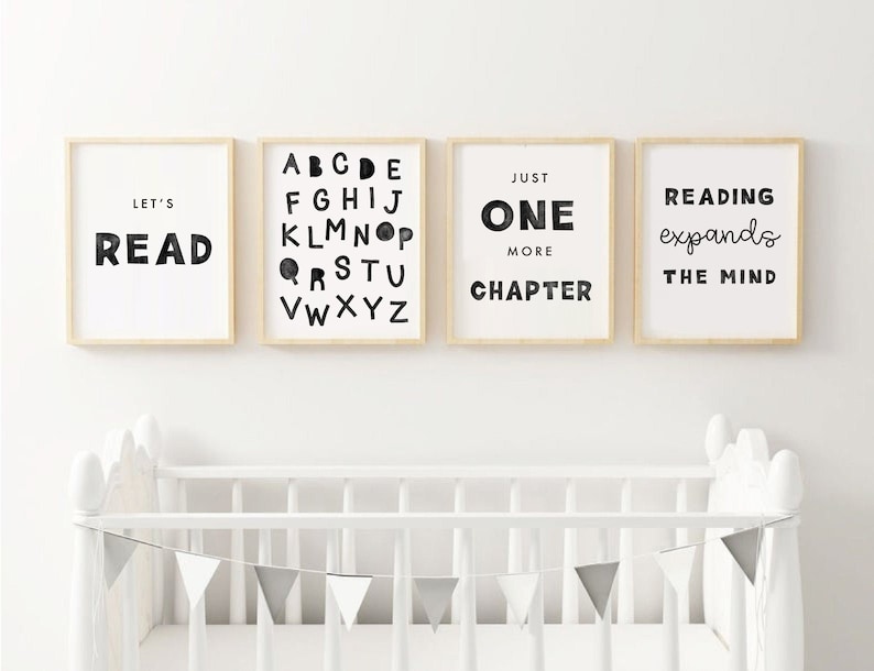 Alphabet Nursery Poster Set – Black & White Nursery Prints Digital ...