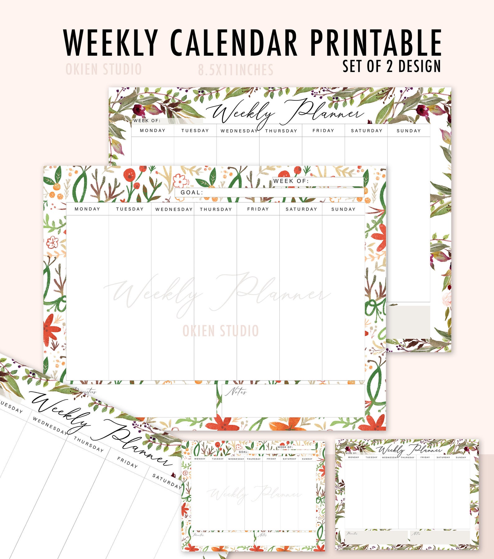 Floral Weekly Planner Printable: Christmas Schedule (PDF) - Etsy