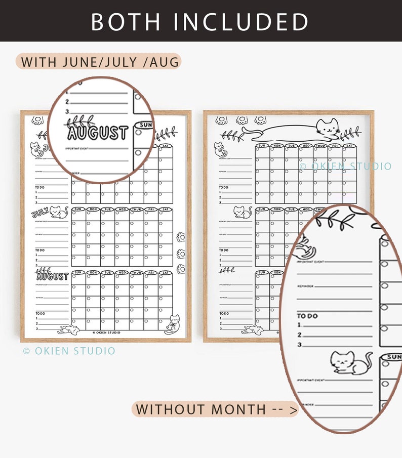 Cute Cat Summer Monthly Planner, Kids Schedule (digital Download) - Etsy