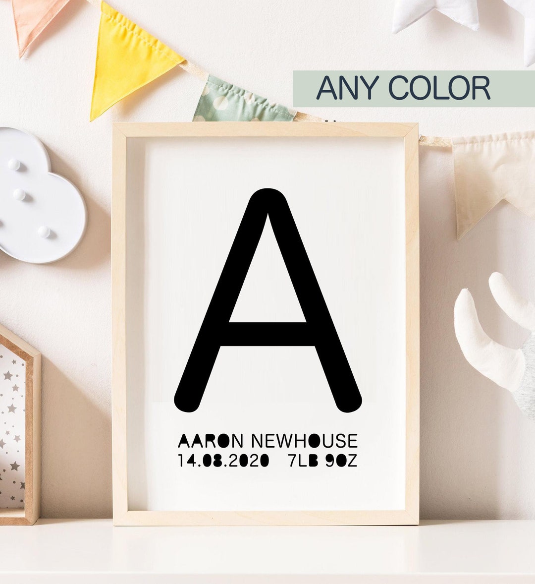 Personalized Initial Print, Custom Name Print, Custom Birth Print ...