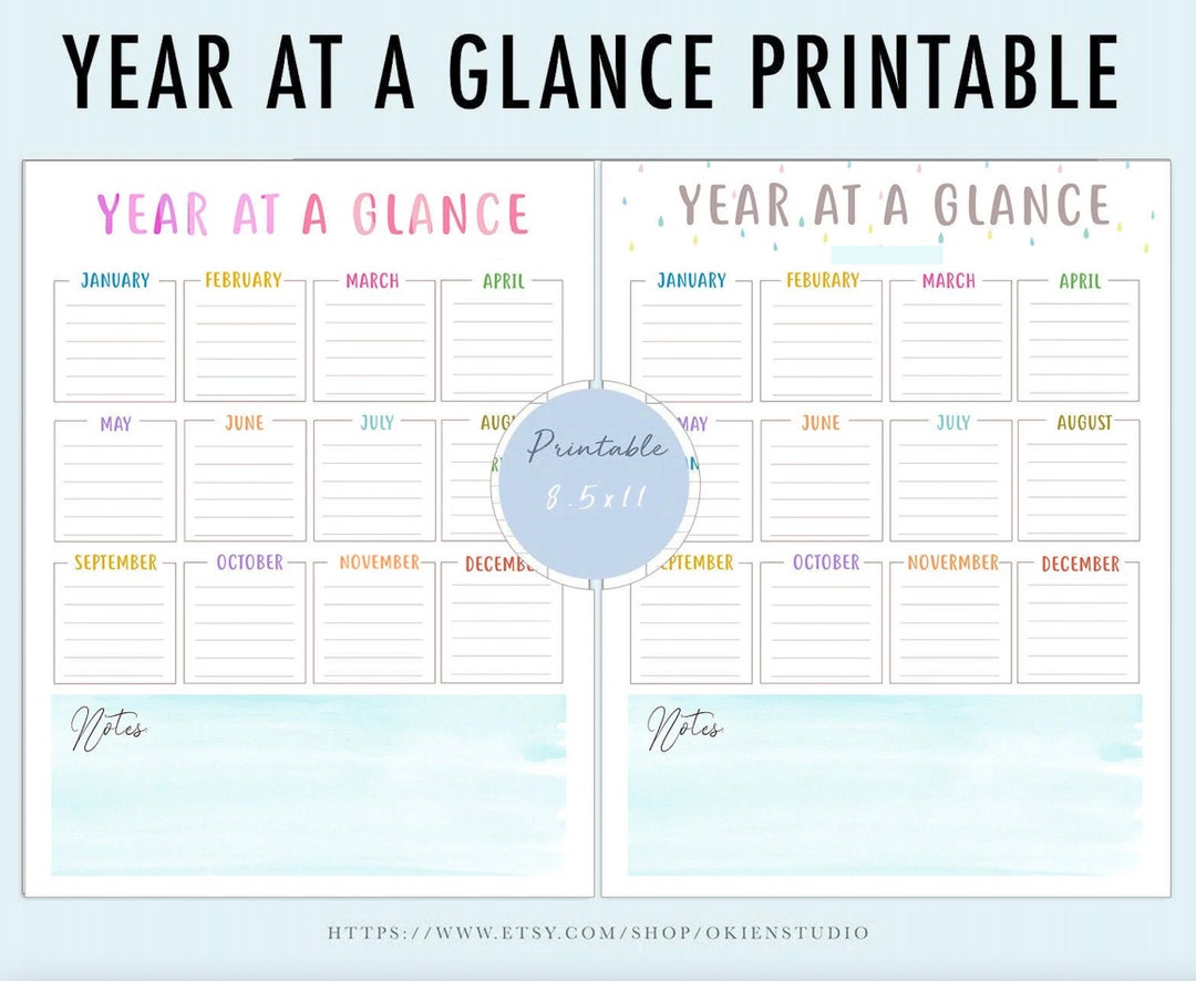 Year at A Glance, Year Overview, Year Tracker, Year Reminder, Holidays ...
