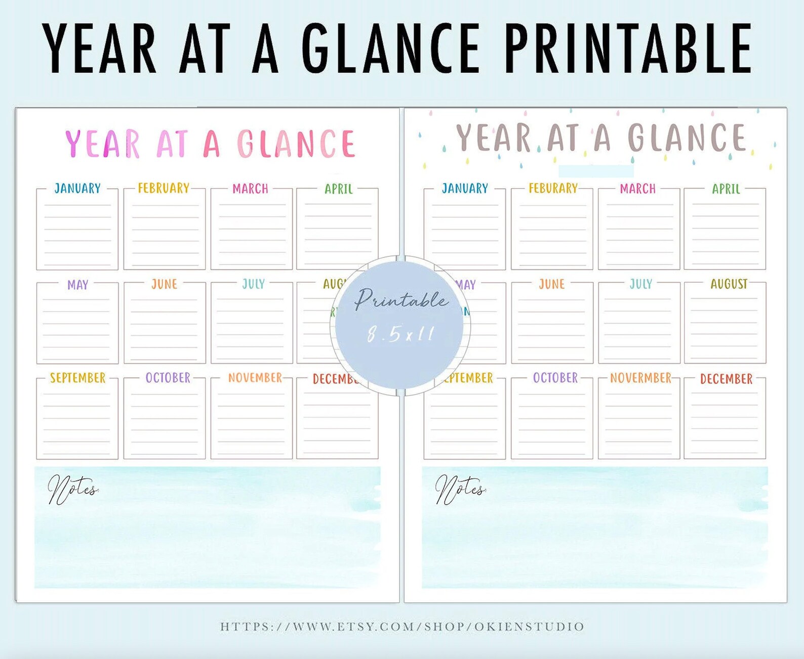 Year at A Glance Year Overview Year Tracker Year Reminder - Etsy