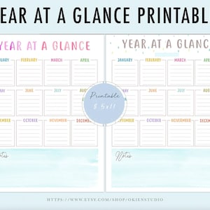 Year at A Glance, Year Overview, Year Tracker, Year Reminder, Holidays ...