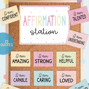 Positive Affirmations Cards Wall Art, Alphabet Letters for Classroom ...