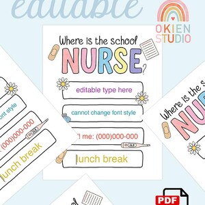 Where is School Nurse Sign, School Nurse Office Door Printable ...