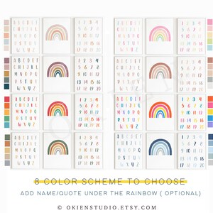 Many Colors, Neutral Rainbow Wall Decor, Abc Number Poster, Learning ...