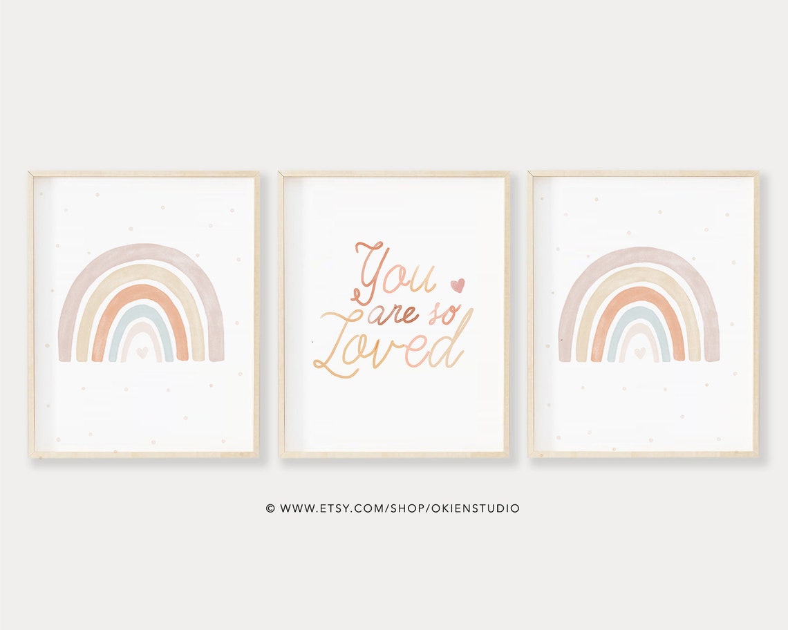 Rainbow Wall Art Boho Nursery Pastel Rainbow Decor Rainbow - Etsy