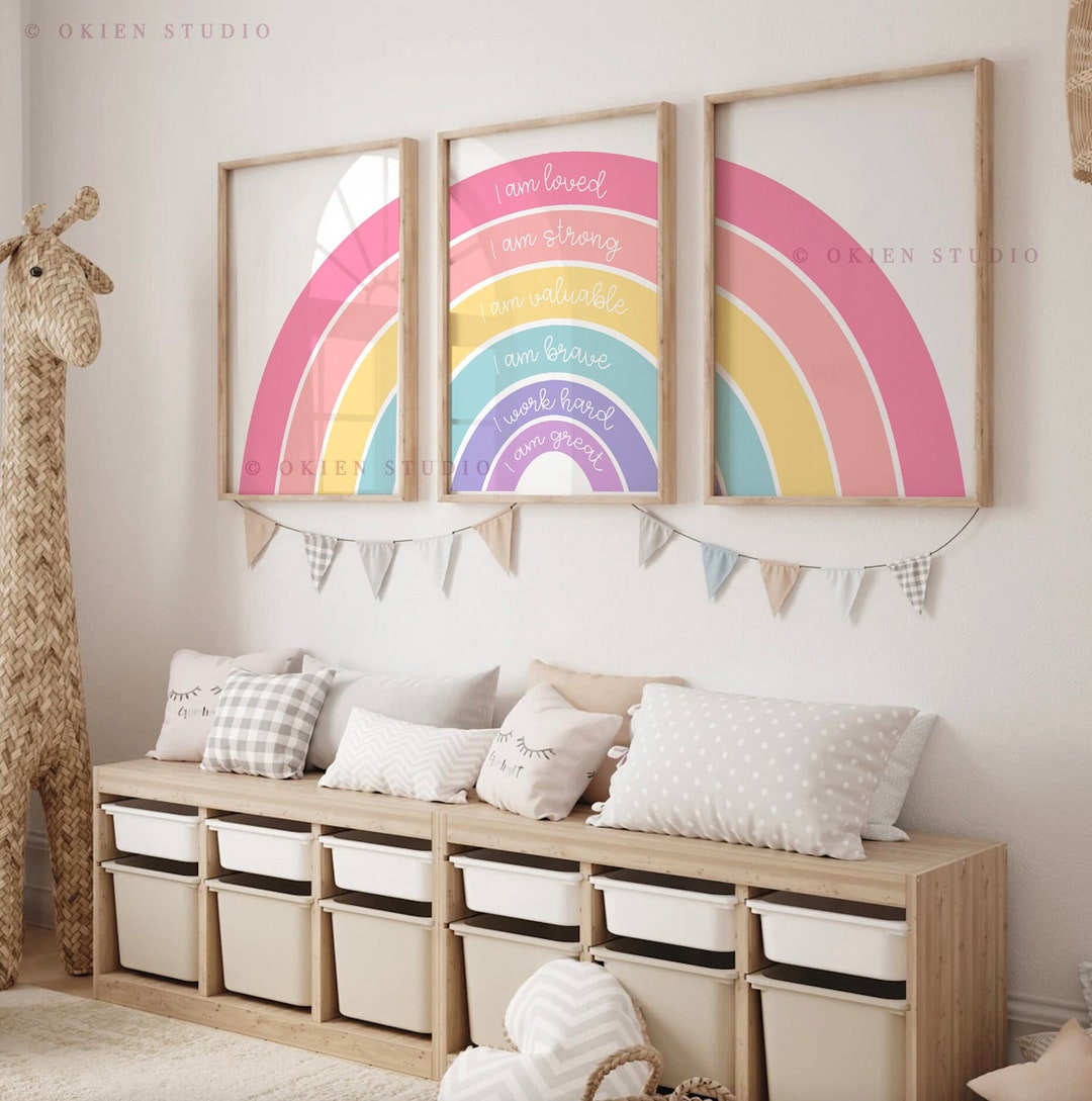 Pastel Rainbow Affirmation Prints: Girl Room Decor Wall Art (set of 3 ...