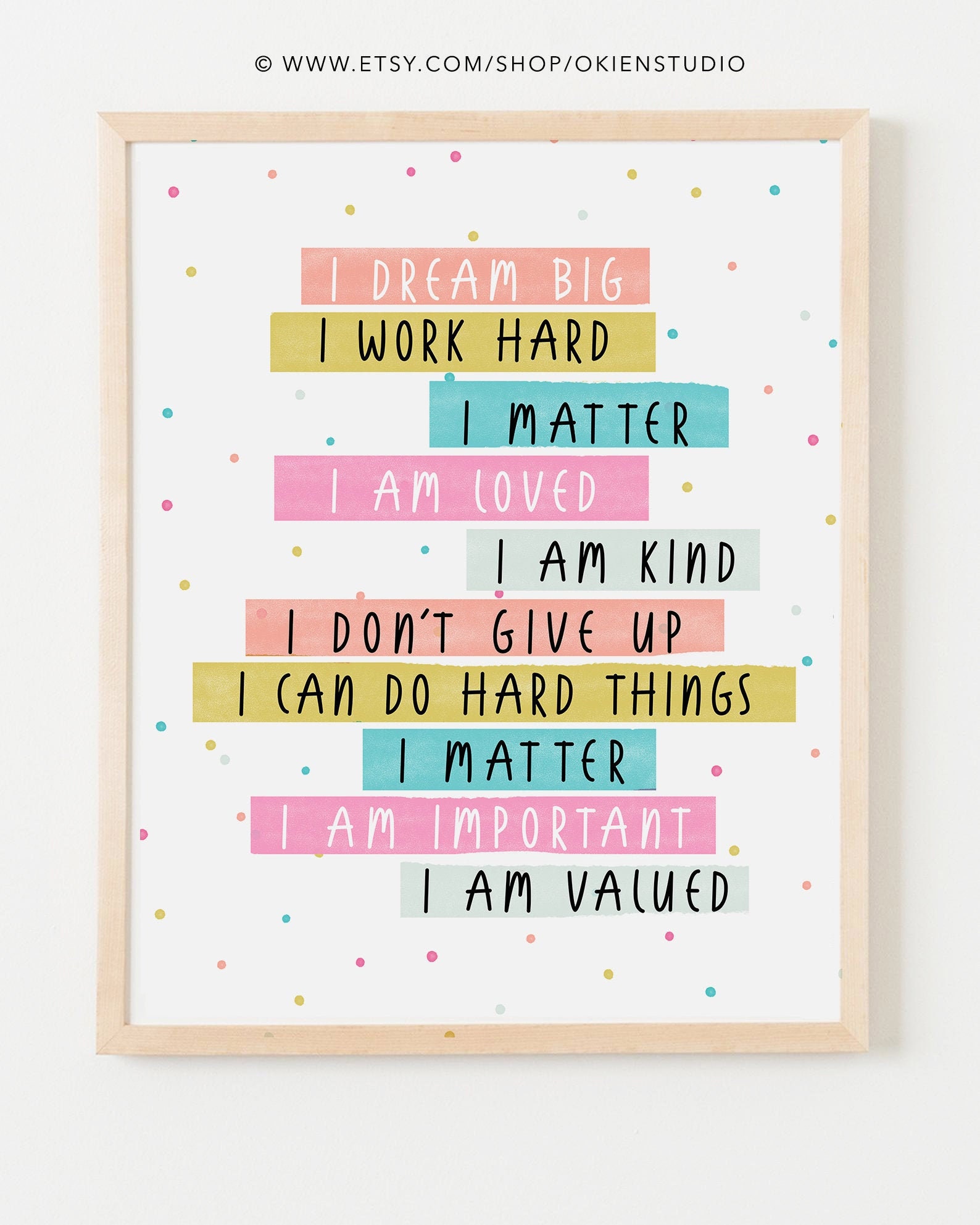 Girl Room Wall Decor Positive Affirmations for Kids - Etsy