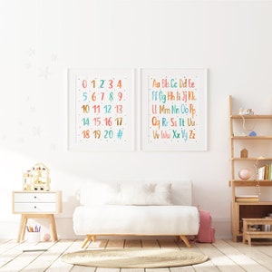 Alphabet Poster, Number Chart 1-20, Montessori Printable, Number Wall ...