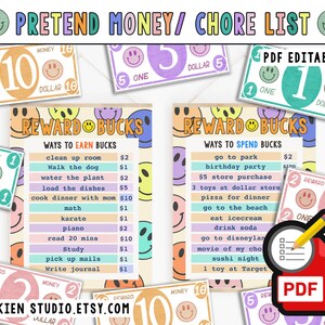 Editable Kids Reward Bucks, Reward System for Kids, Chore Bucks, Good ...