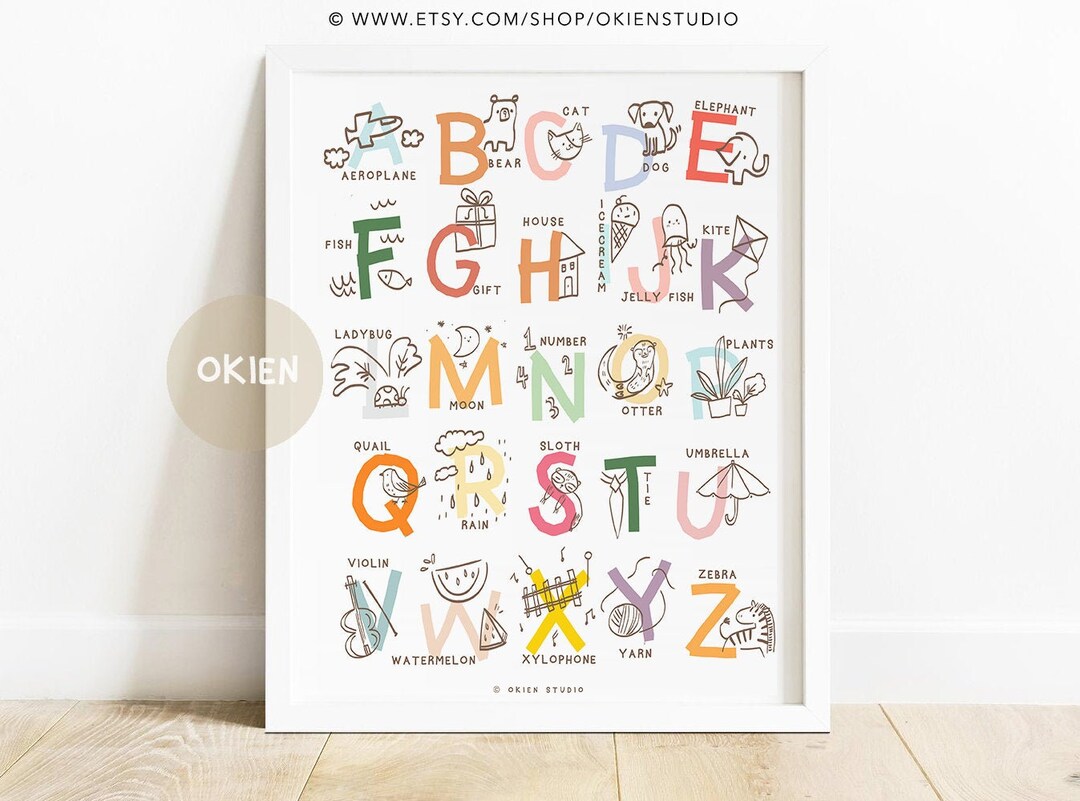 Animals Alphabet Poster: Neutral Nursery Art (digital Download) - Etsy