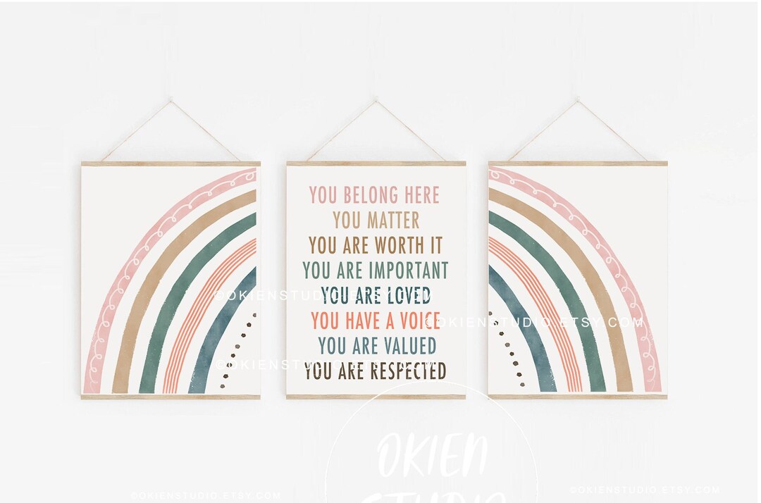 Adventure Awaits Poster, Boho Rainbow Art, You Are Enough, Rainbow Wall ...