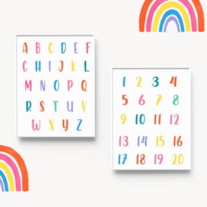 Many Colors, Neutral Wall Art Set of 3, Abc Number Poster, Learning ...