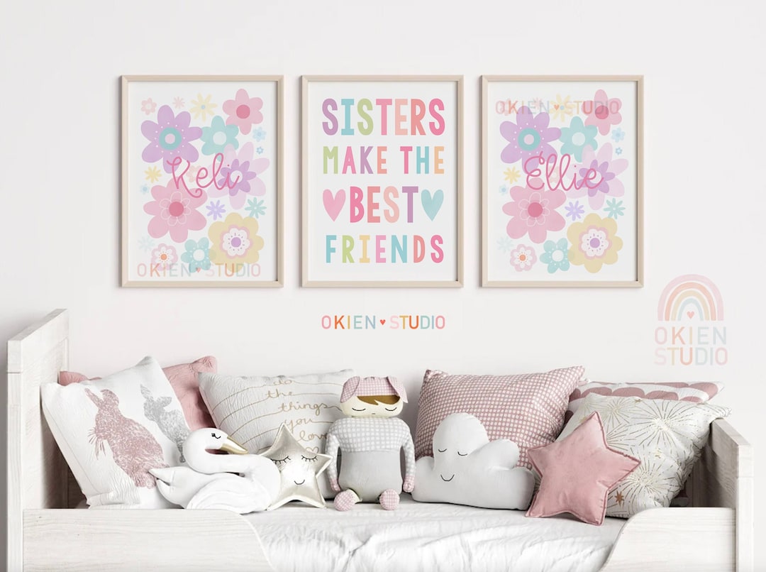 Flora Sisters Make the Best Friends Art, Pink Sister Quote, Pastel Pink ...