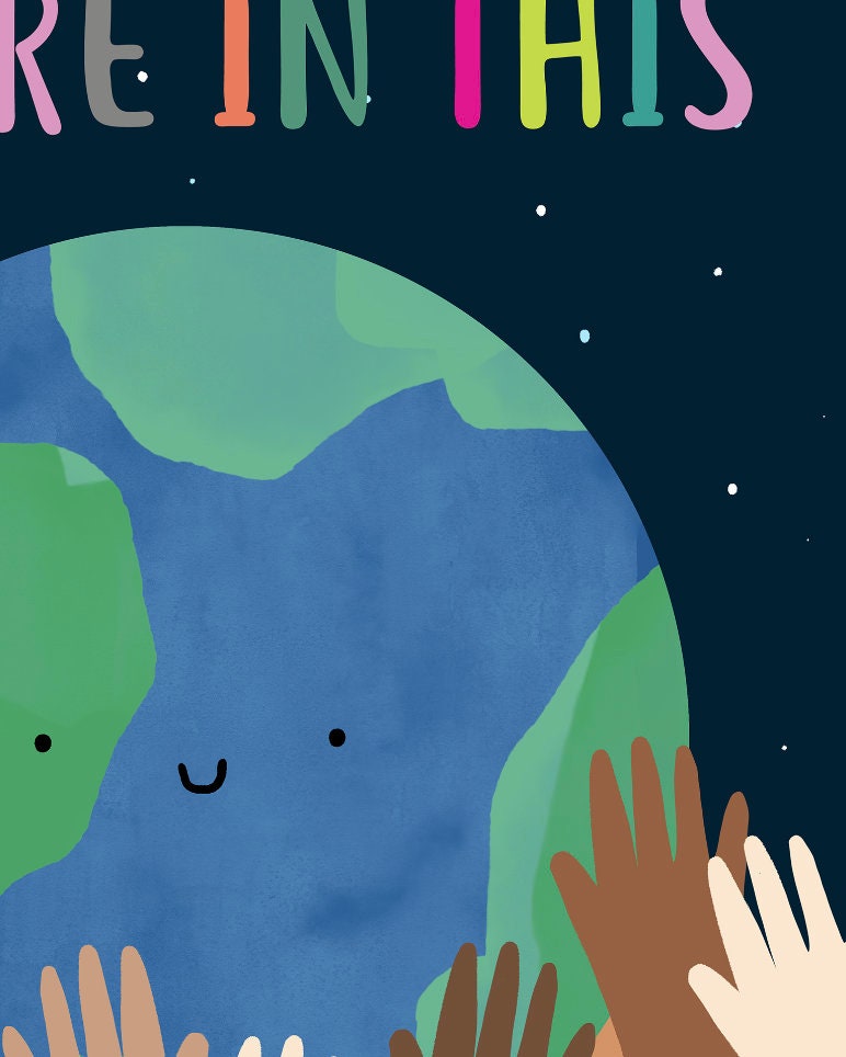 Printable Together Diversity Poster Earth Hands Print | Etsy