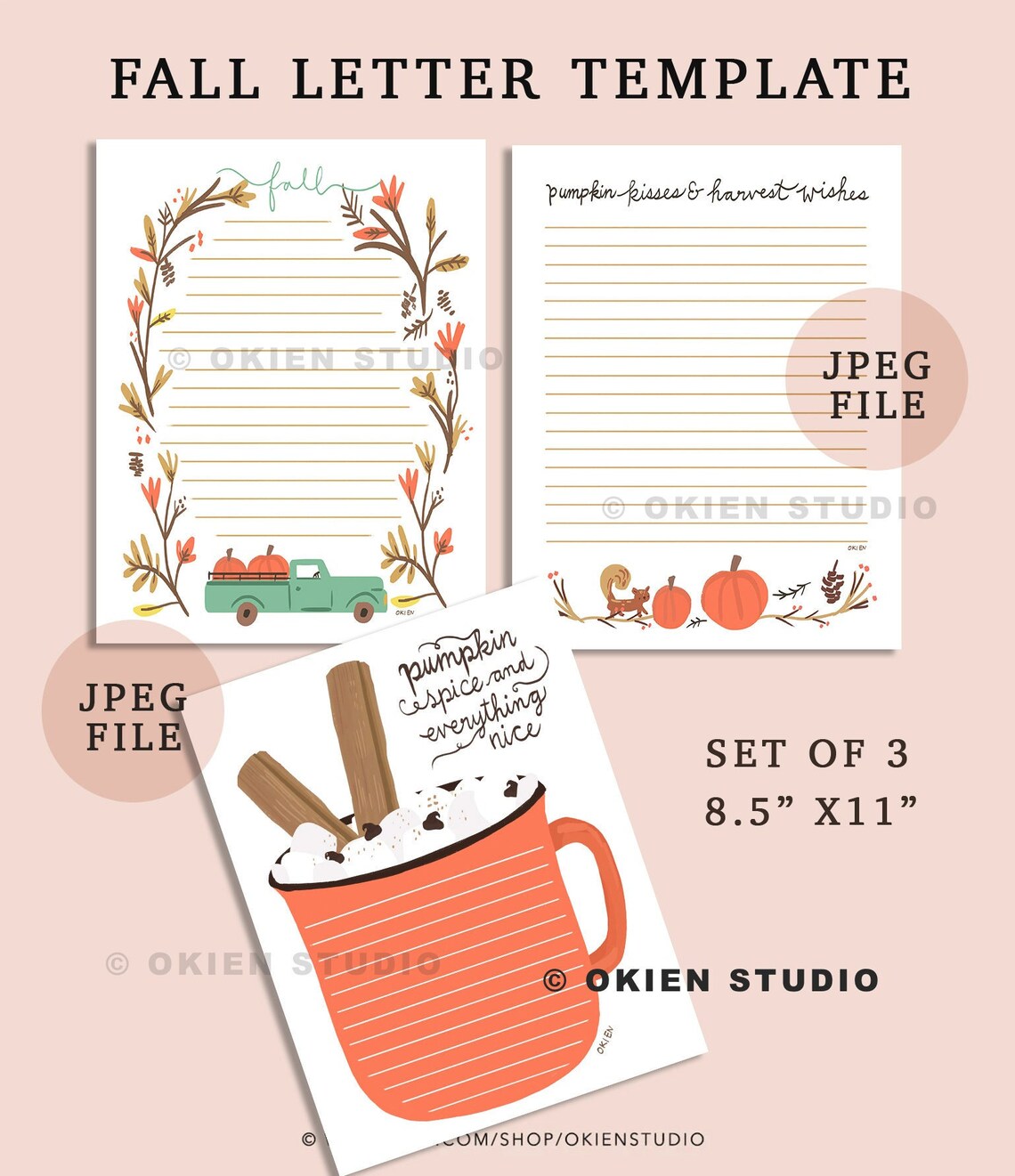 Fall letter template Autumn October planner printable | Etsy