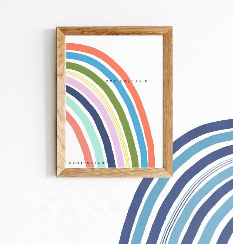 Rainbow Brother Sister Wall Art Prints: Playroom Decor (digital ...