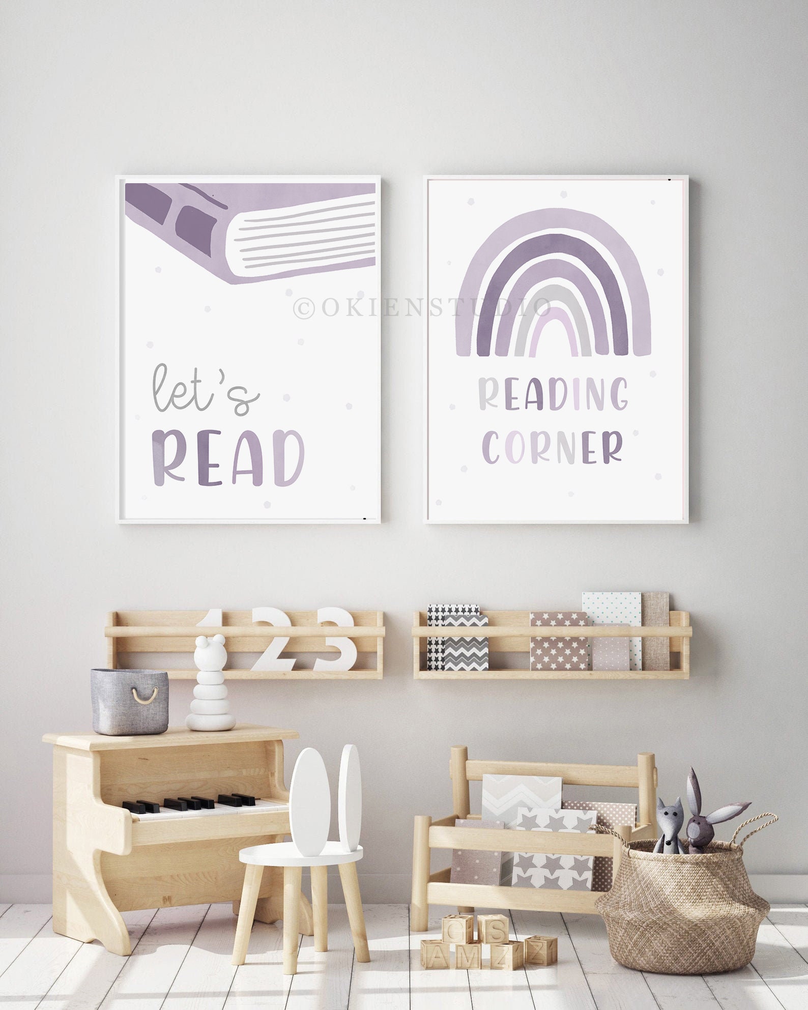 Boho Reading Corner Sign Playroom Printable Let's Read | Etsy