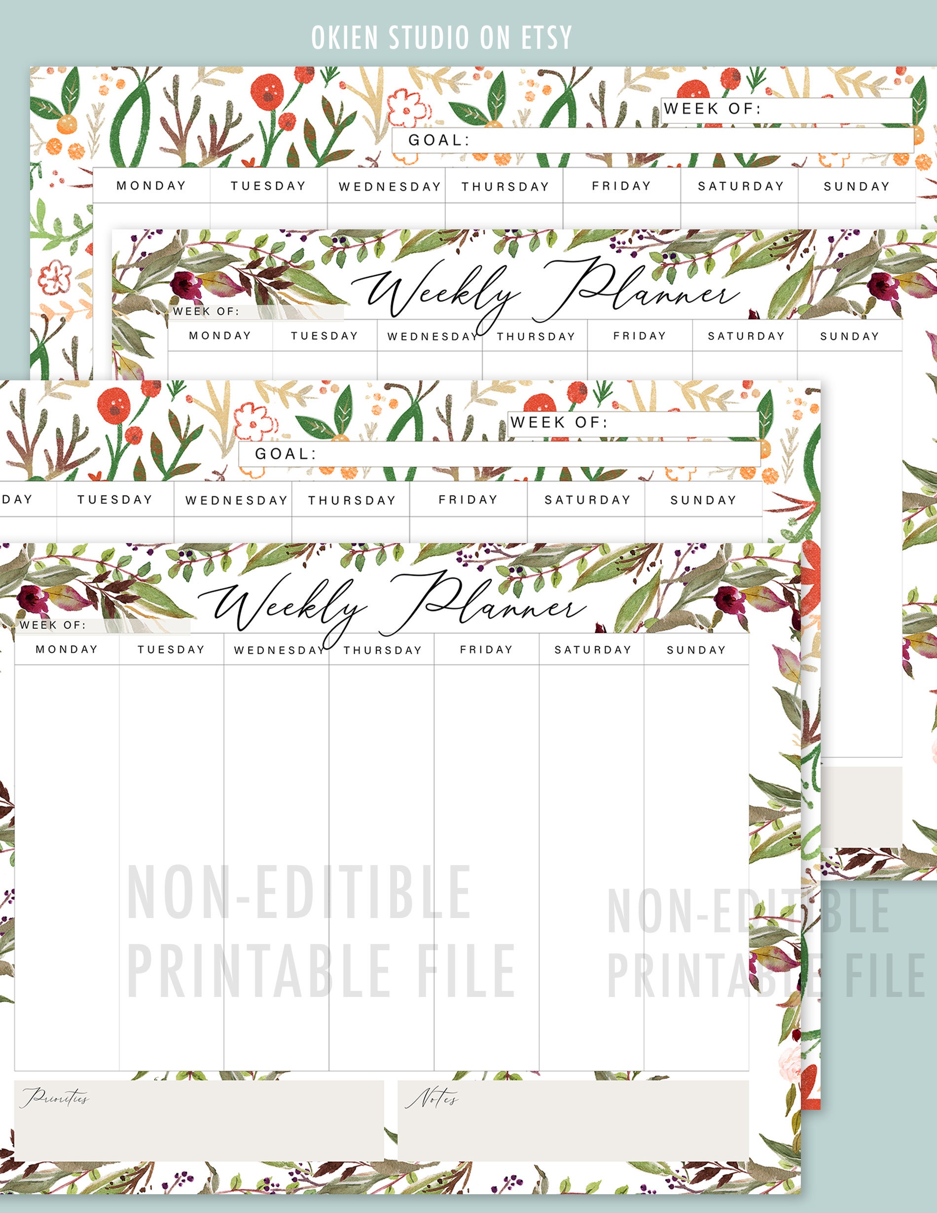 Weekly Planner Printable Christmas Weekly Schedule Elegant - Etsy