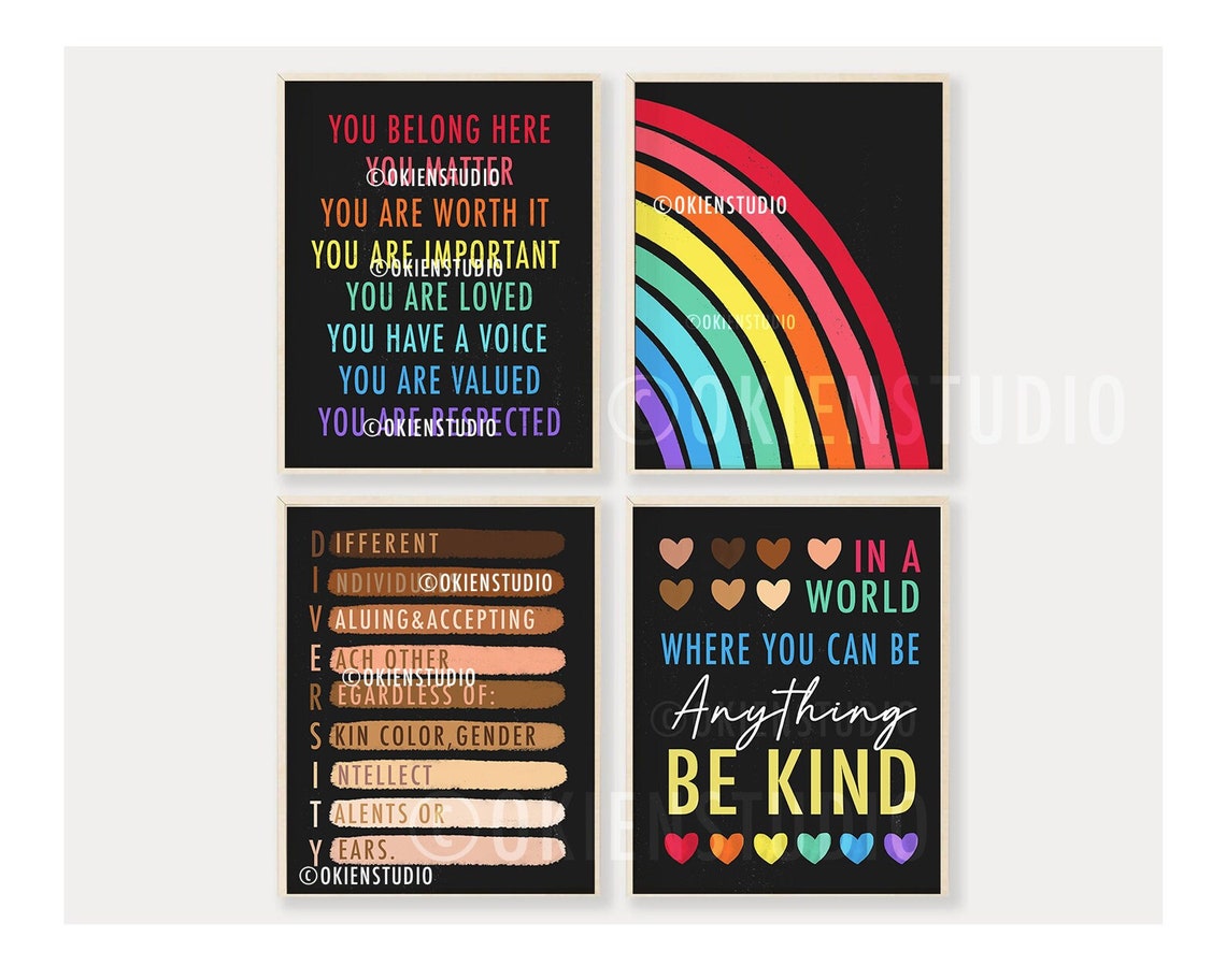 Diversity Rainbow Poster Diversity Classroom Pride Rainbow | Etsy