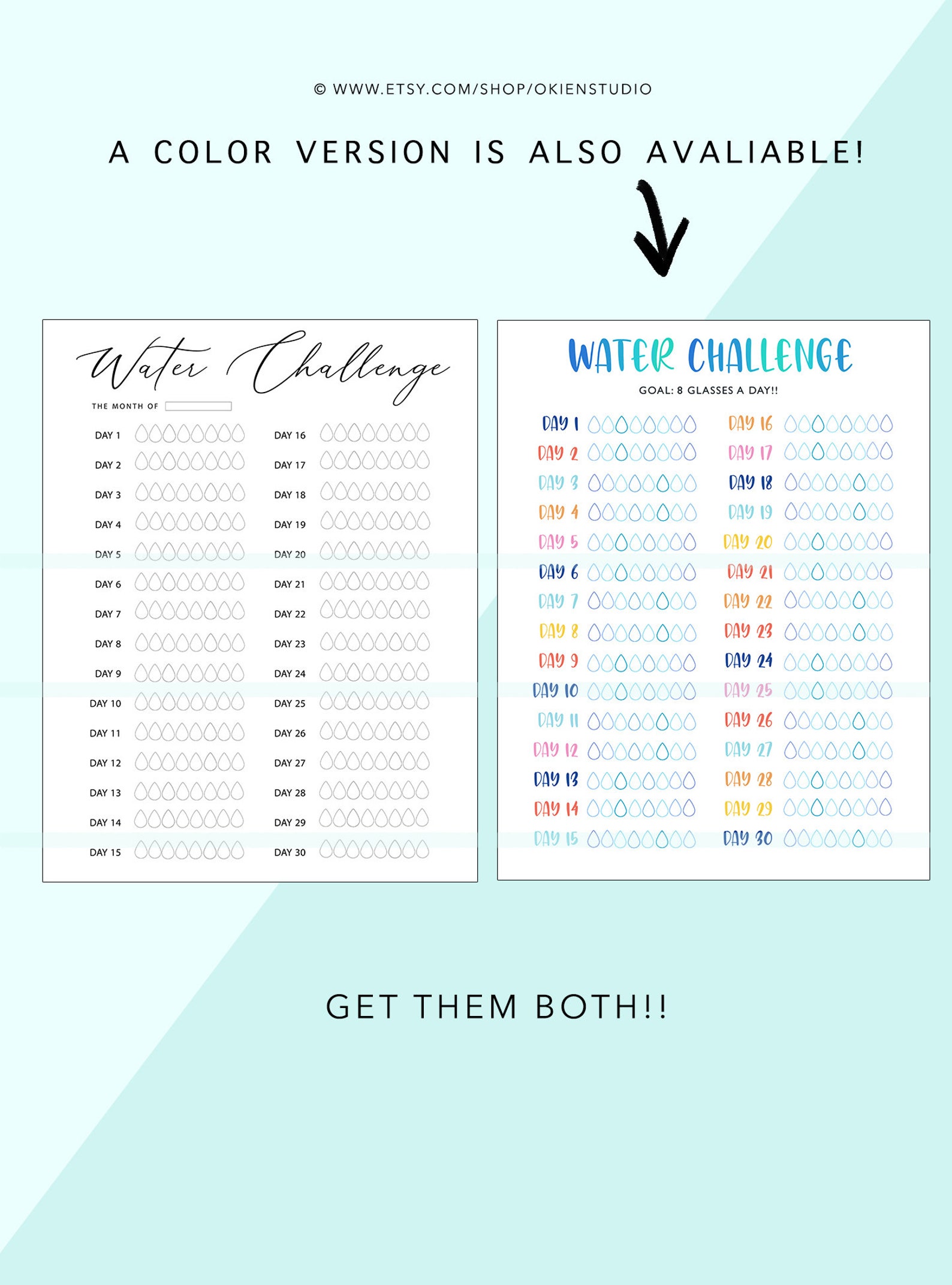 Printable Simple Water Tracker Water Insert Printable - Etsy