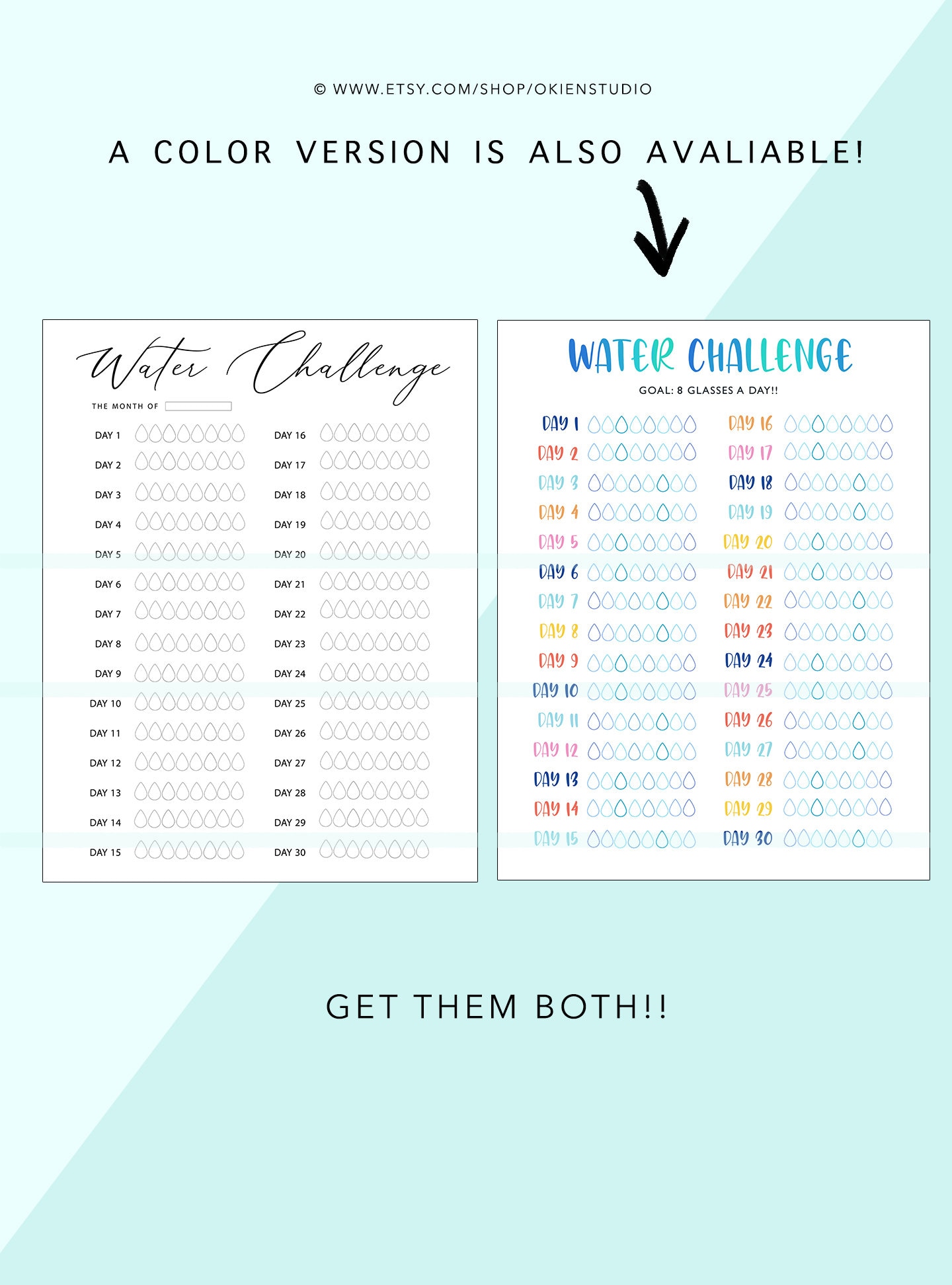 Printable Simple Water Tracker Water Insert Printable - Etsy