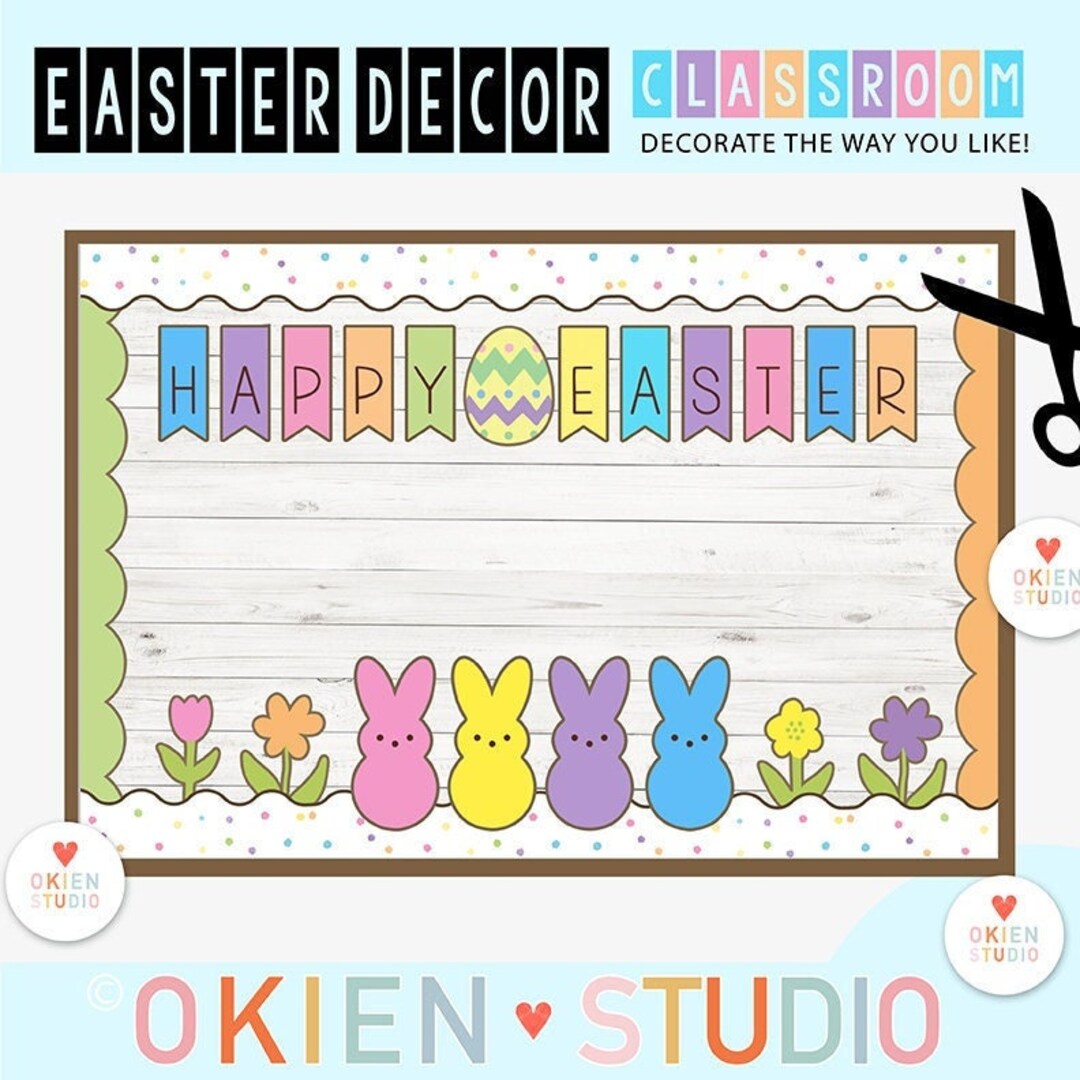 Easter Bunny Bulletin Board Kit: Pastel Classroom Decor (digital ...