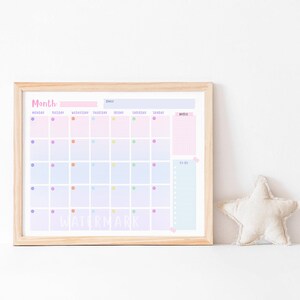 Monthly Planner, Printable & Goodnotes, Unicorn Color Calendar, Kawaii ...