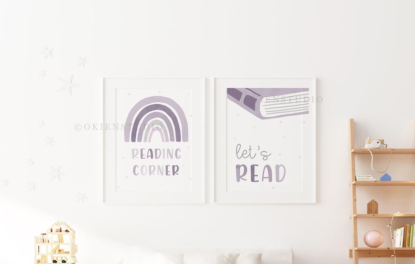 Boho Reading Corner Sign Playroom Printable Let's Read | Etsy