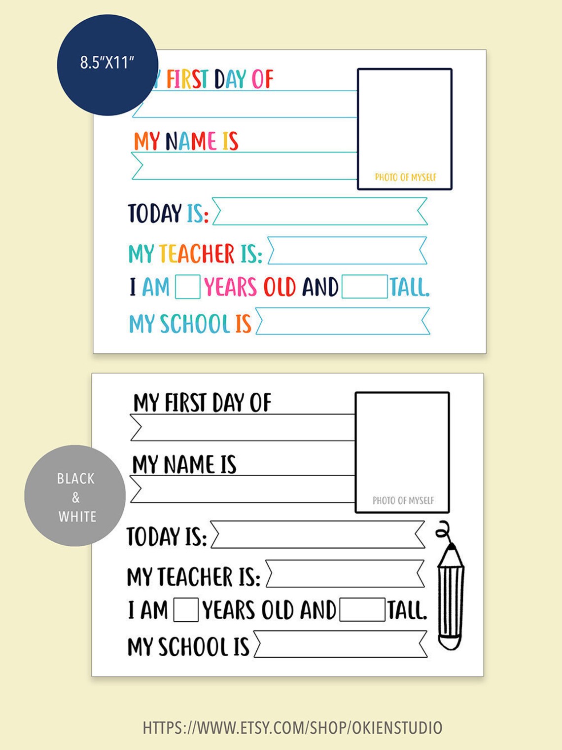 First Day of School Sign Printable Student Information Sheet - Etsy