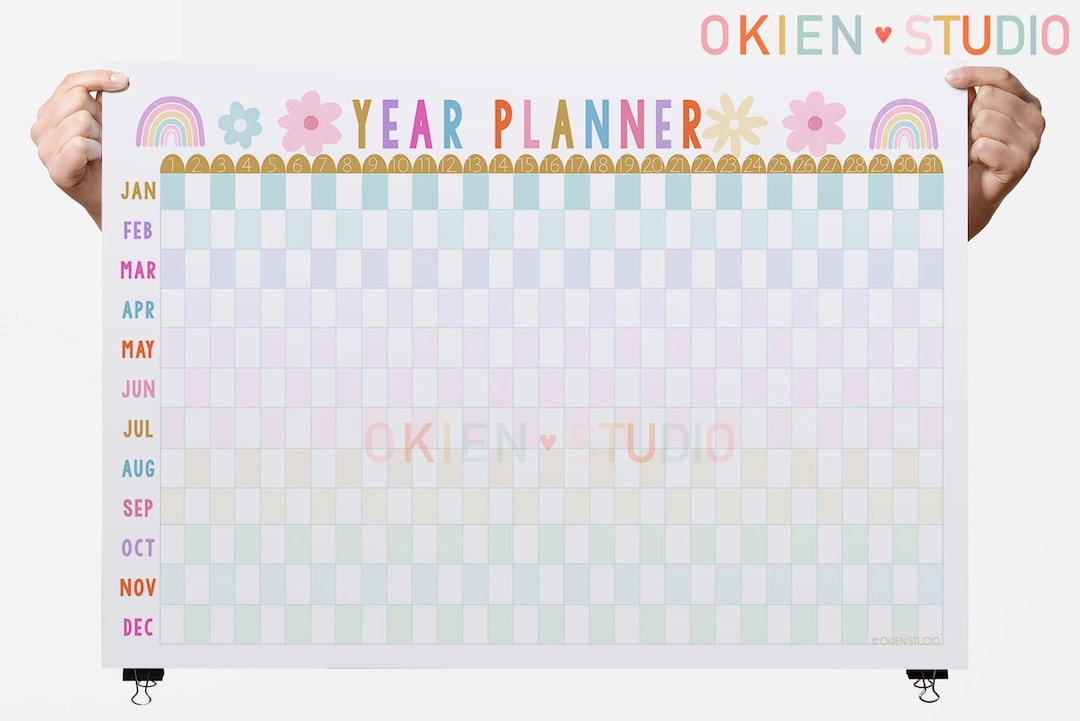 Pastel Pink Planner, 365 Day Planner, Giant Wall Calendar, Pastel ...